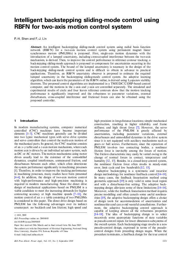 (PDF) Intelligent backstepping sliding-mode control using RBFN for two-axis motion control ...