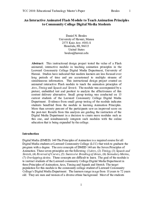 (PDF) 1 1 An Interactive Animated Flash Module to Teach Animation ...