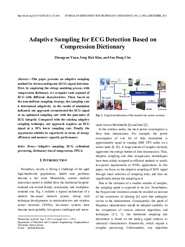 (PDF) Adaptive Sampling for ECG Detection Based on Compression Dictionary