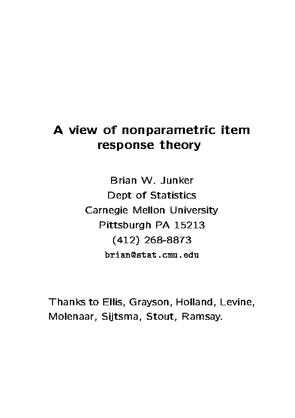A view of nonparametric item response theory