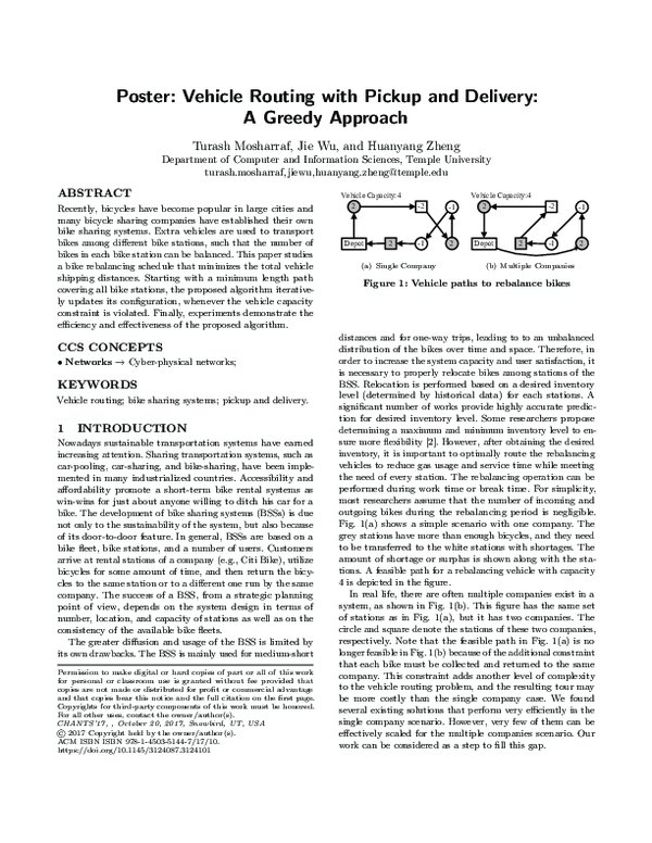 (PDF) Poster: Vehicle Routing with Pickup and Delivery