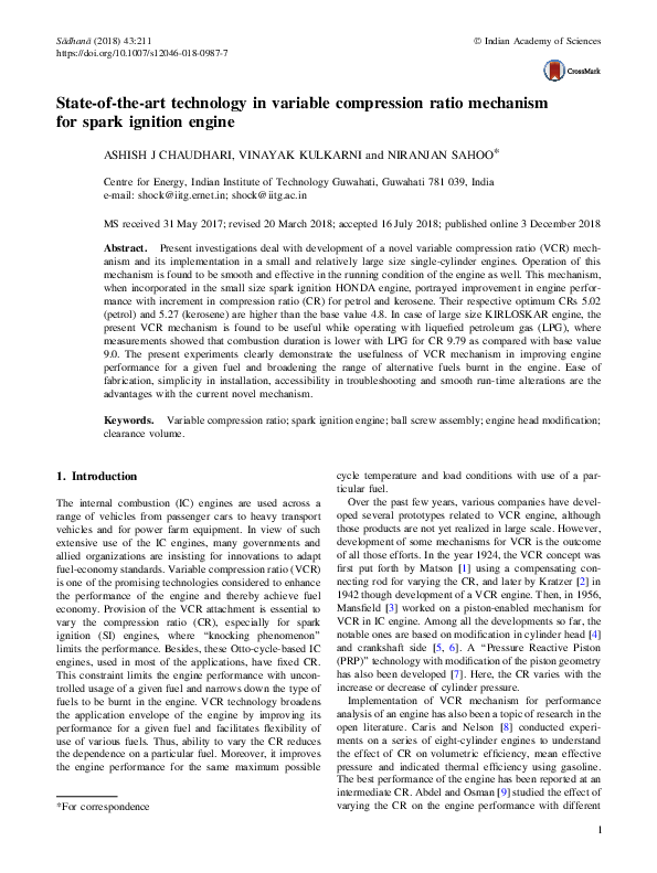 (PDF) State-of-the-art technology in variable compression ratio ...