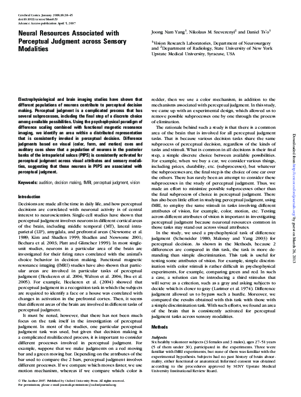 (PDF) The influence of a visual task on fMRI activation patterns in the visual cortex