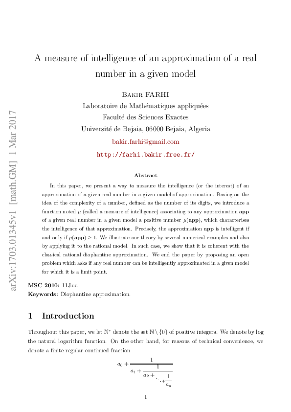(PDF) A measure of intelligence of an approximation of a real number in ...