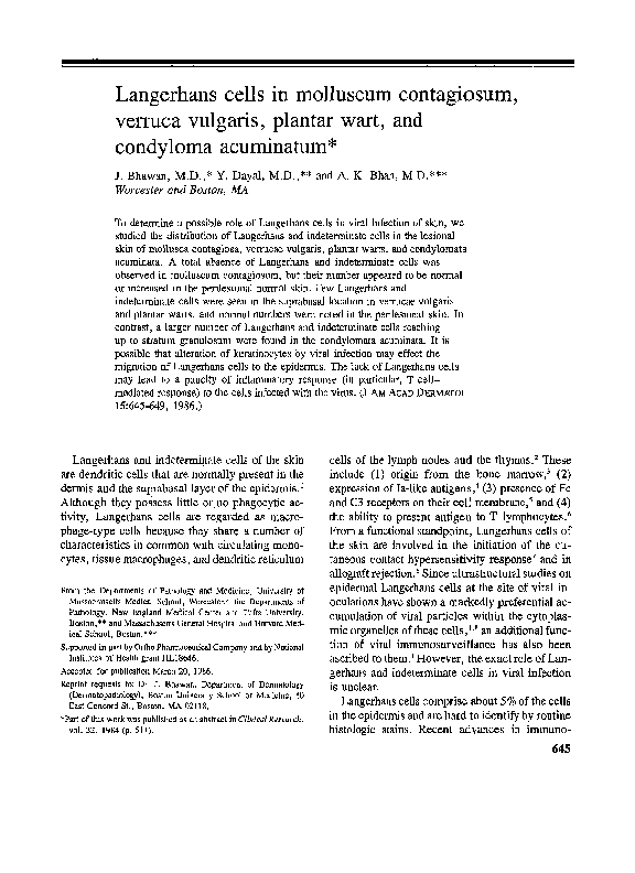 (PDF) Langerhans cells in molluscum contagiosum, verruca vulgaris ...