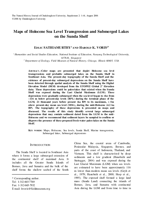 (PDF) Maps of Holocene sea level transgression and submerged lakes on ...
