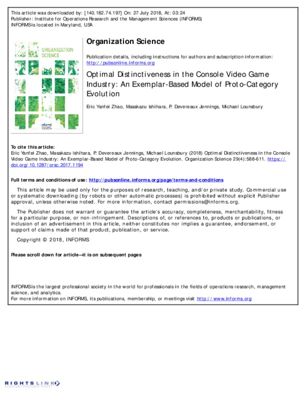 (PDF) Optimal Distinctiveness in the Console Video Game Industry: An ...