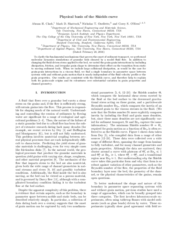 (PDF) Physical basis of the Shields curve