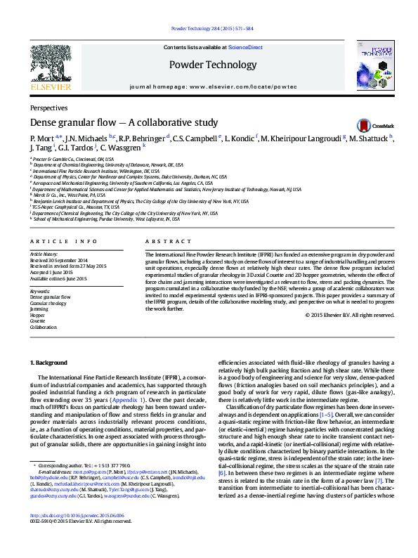 (PDF) Dense Granular Flow – A Collaborative Study