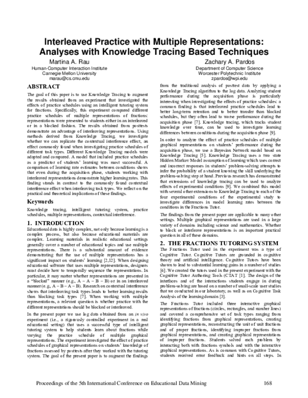 (PDF) Interleaved Practice with Multiple Representations: Analyses with Knowledge Tracing Based ...