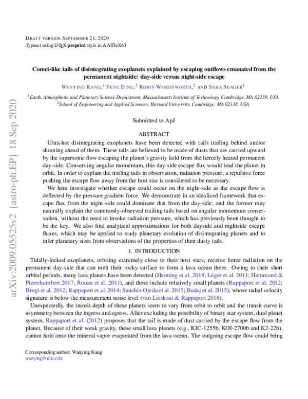 (PDF) Comet-like tails of disintegrating exoplanets explained by ...