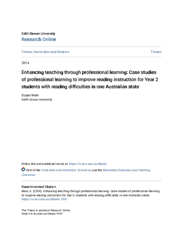 (PDF) Enhancing teaching through professional learning: Case studies of ...