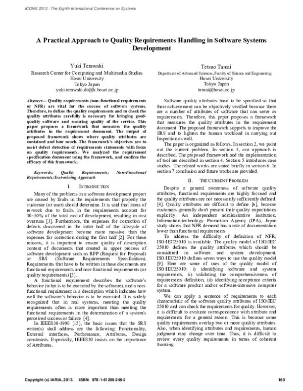 (PDF) A Practical Approach to Quality Requirements Handling in Software ...
