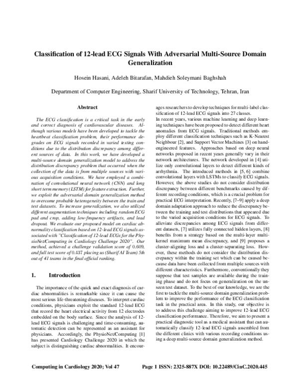(PDF) Classification of 12-lead ECG Signals With Adversarial Multi-Source Domain Generalization