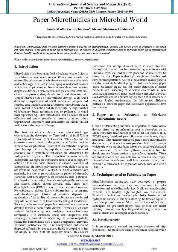 (PDF) Paper Microfluidics in Microbial World