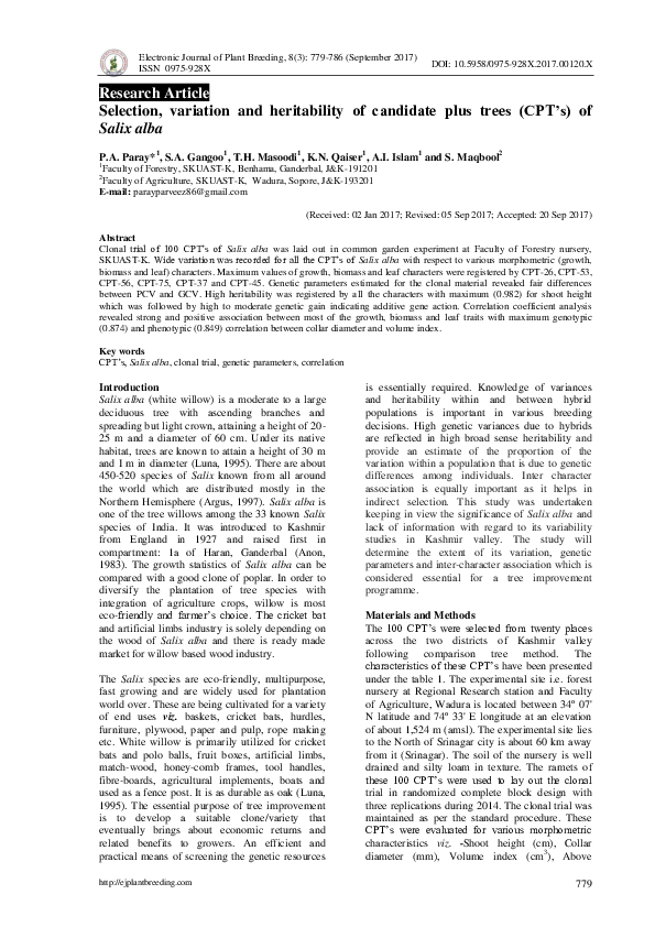 (PDF) Selection, variation and heritability of candidate plus trees ...