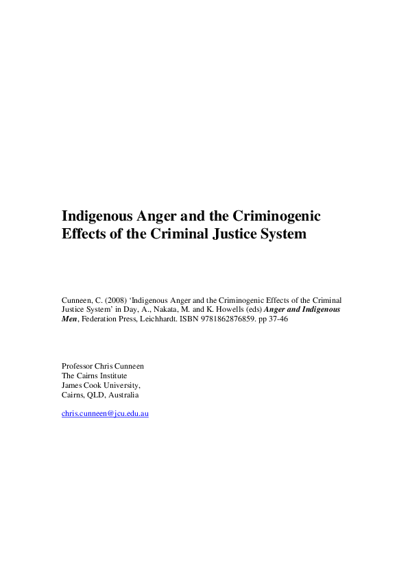 (PDF) Indigenous Anger and the Criminogenic Effects of the Criminal ...