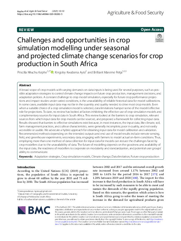 Challenges and opportunities in crop simulation modelling under ...