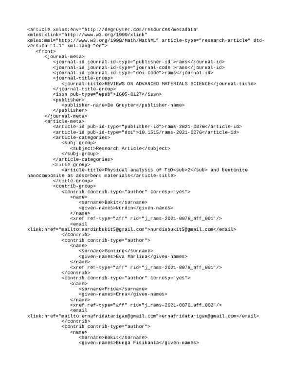 Physical analysis of TiO2 and bentonite nanocomposite as adsorbent ...