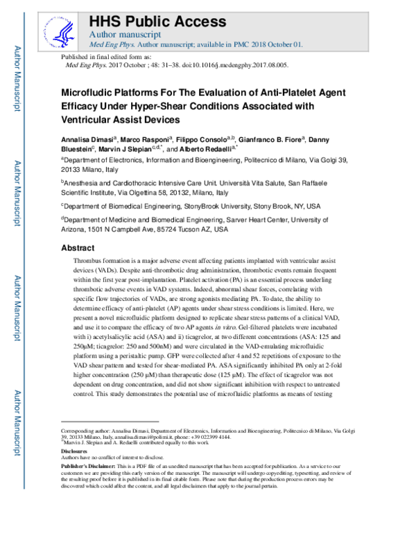 (PDF) Microfludic platforms for the evaluation of anti-platelet agent ...