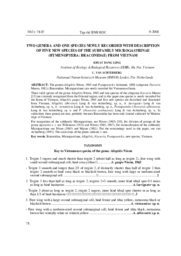 (PDF) Two genera and one species newly recorded with description of ...