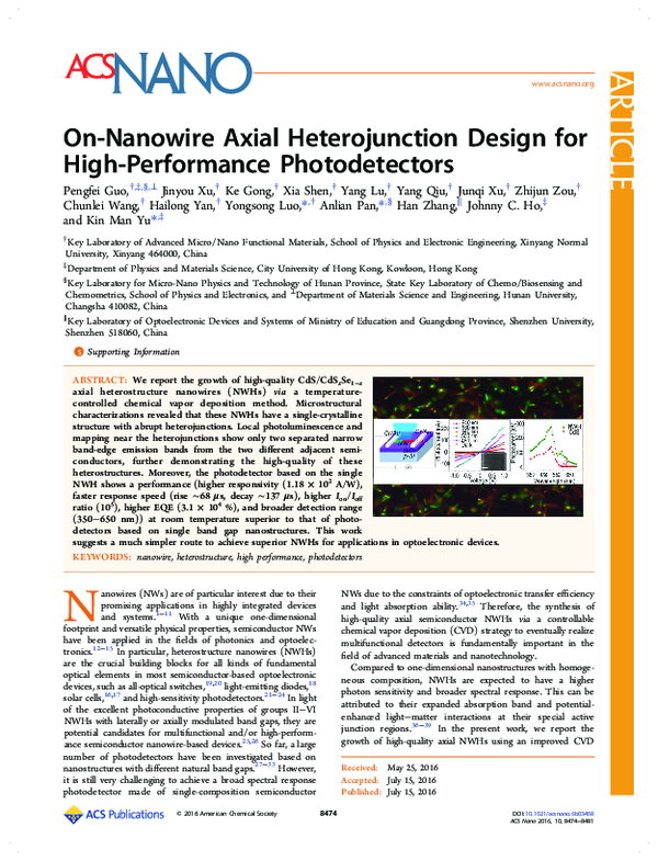 (PDF) On-Nanowire Axial Heterojunction Design for High-Performance ...