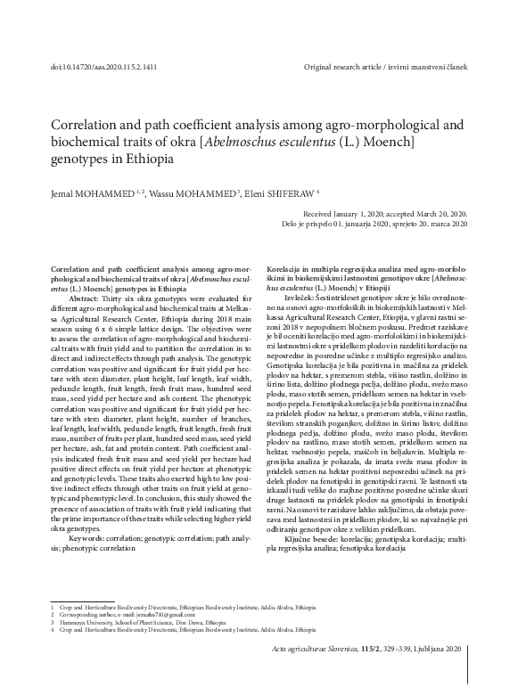 (PDF) Correlation and path coefficient analysis among agro-morphological and biochemical traits ...