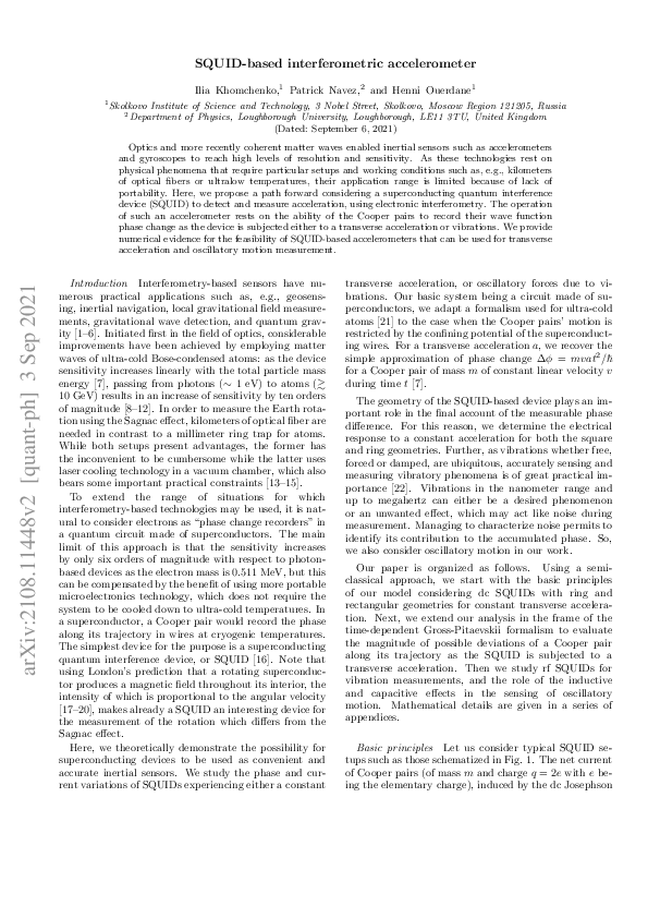 (PDF) SQUID-based interferometric accelerometer