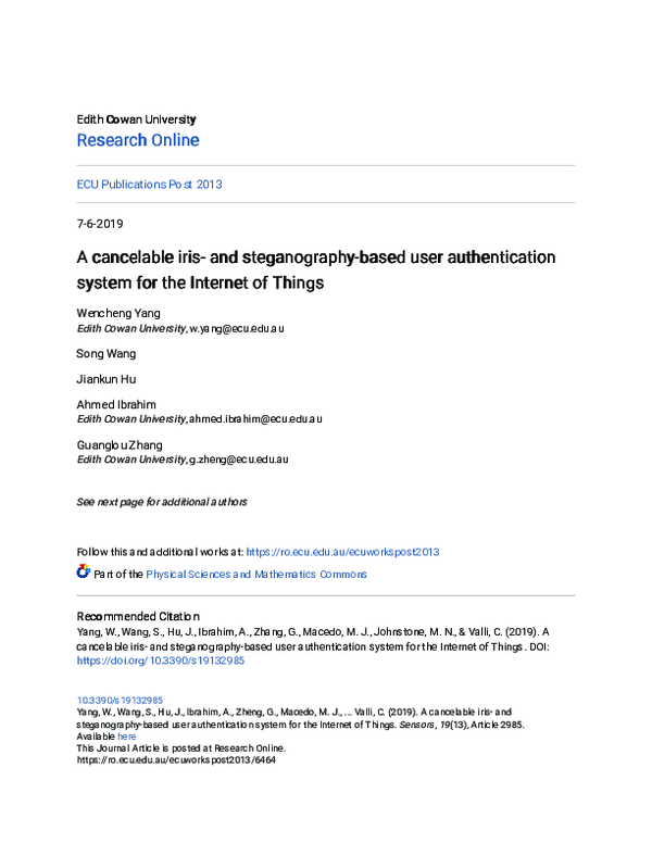 (PDF) Cancelable Hand Geometry-Based Biometric Authentication System Using Steganography Techniques