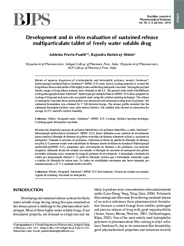 Pdf Development And In Vitro Evaluation Of Sustained Release Matrix Tablets Ofacelofenac Using