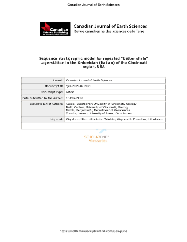 (PDF) Sequence stratigraphic model for repeated “butter shale ...