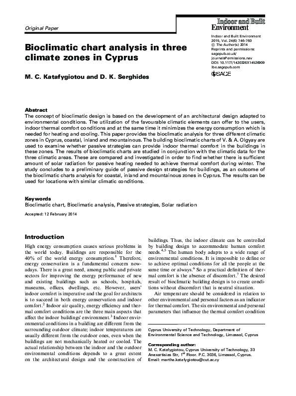 (PDF) Bioclimatic chart analysis in three climate zones in Cyprus