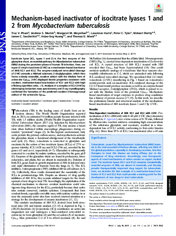 (PDF) Mechanism-based inactivator of isocitrate lyases 1 and 2 from ...