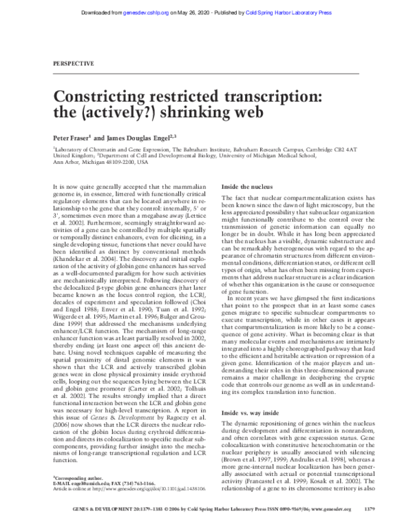 (PDF) Constricting restricted transcription: the (actively?) shrinking web
