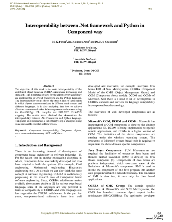 Pdf Interoperability Between Net Framework And Python In Component Way