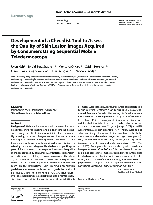 (PDF) Development of a Checklist Tool to Assess the Quality of Skin ...