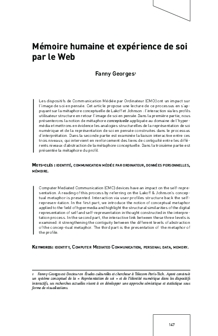 (PDF) Mémoire humaine et expérience de soi par le Web