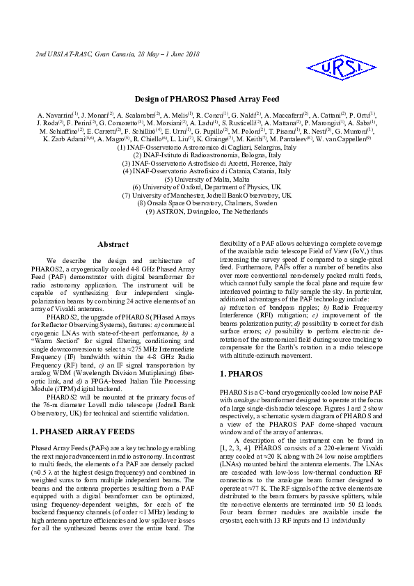 (PDF) Design of PHAROS2 Phased Array Feed
