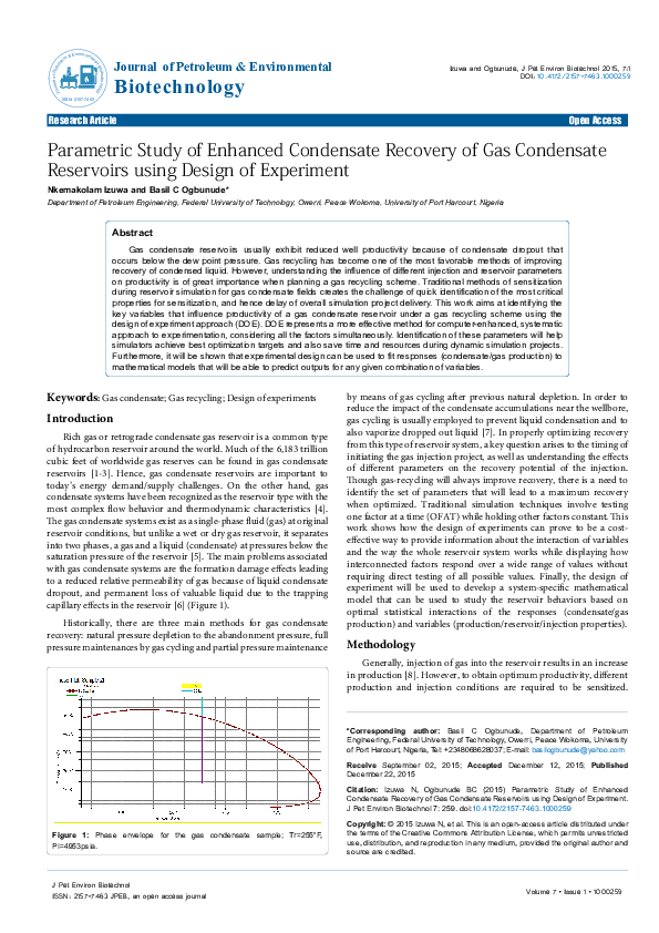 (PDF) Parametric Study of Enhanced Condensate Recovery of Gas ...