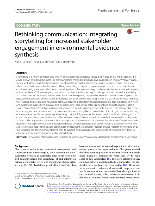 (PDF) Rethinking communication: integrating storytelling for increased stakeholder engagement in ...