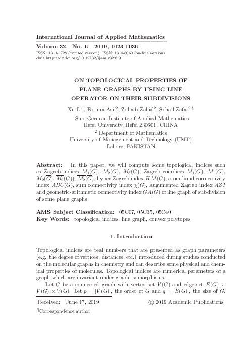 (PDF) On Topological Properties of Plane Graphs by Using Line Operator on Their Subdivisions