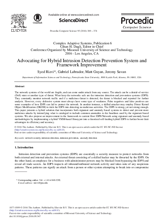 (PDF) Advocating for Hybrid Intrusion Detection Prevention System and ...