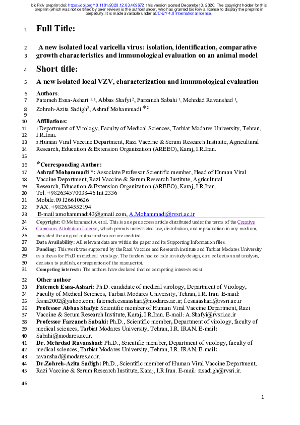 (PDF) A new isolated local varicella virus: isolation, identification ...