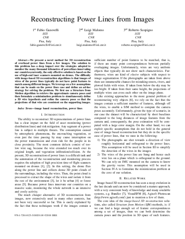 (PDF) Reconstructing Power Lines from Images