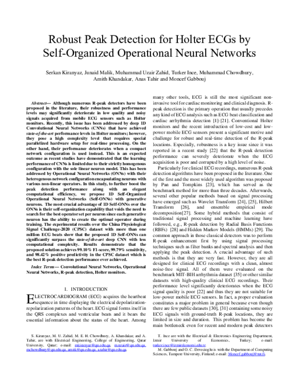 (PDF) Robust Peak Detection for Holter ECGs by Self-Organized Operational Neural Networks