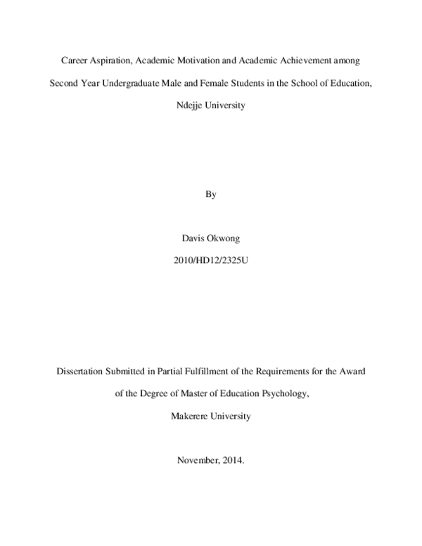 (PDF) Career aspiration, academic motivation and academic achievement ...