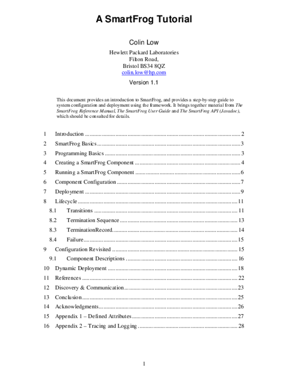 (PDF) 1 A SmartFrog Tutorial