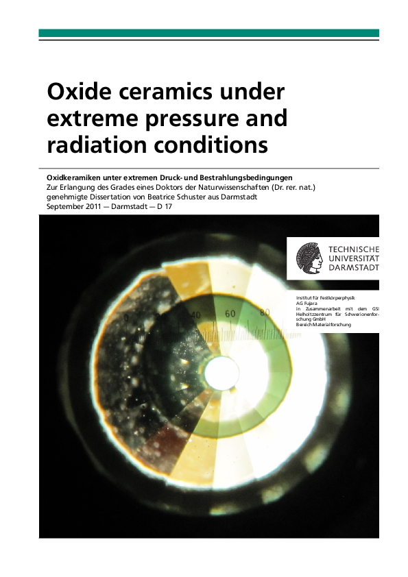 (PDF) Oxide ceramics under extreme pressure and radiation conditions