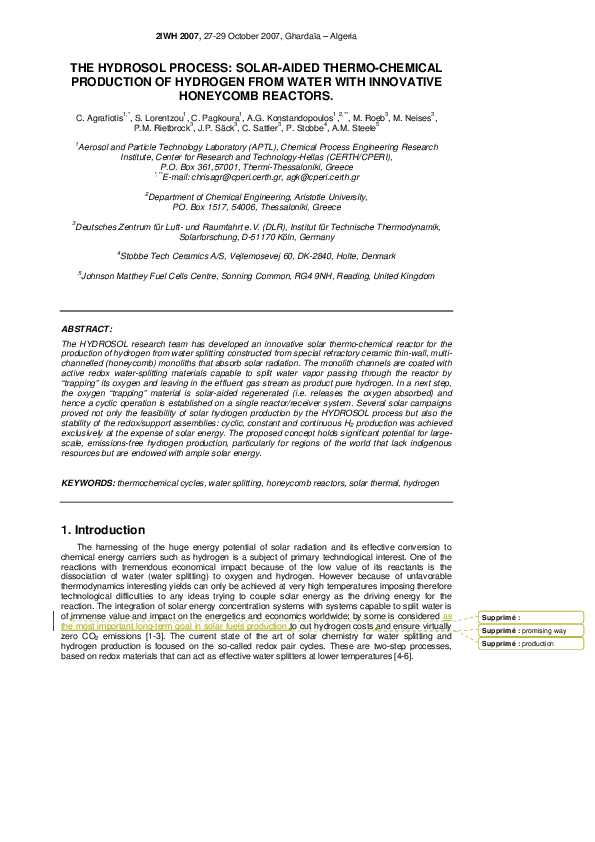 (PDF) The Hydrosol Process: Solar-Aided Thermo-Chemical Production of ...