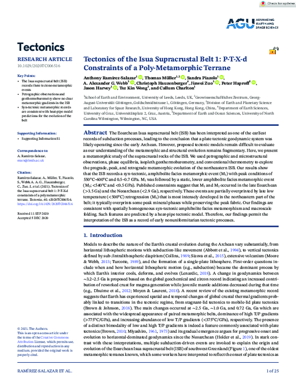 (PDF) Tectonics of the Isua Supracrustal Belt 1: P‐T‐X‐d Constraints of ...